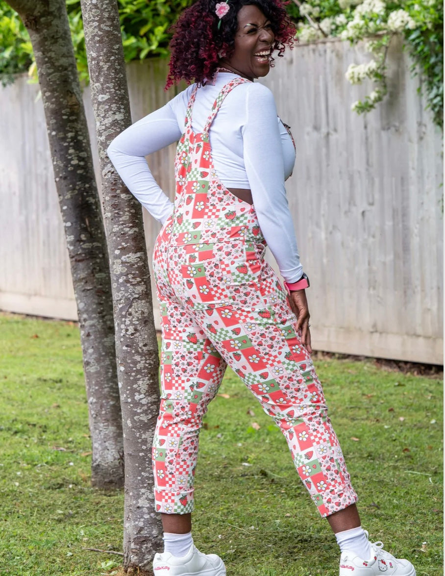 Rebel Romance Charity Print Strawberry Picnic Stretch Dungarees ...