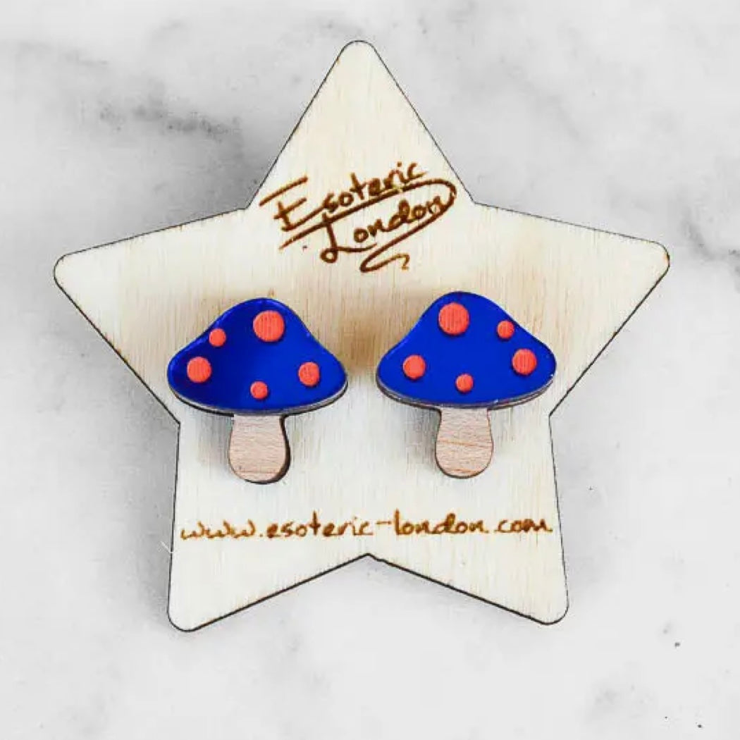 Toadstool Stud Earrings Navy – Cherry Vintage Chichester